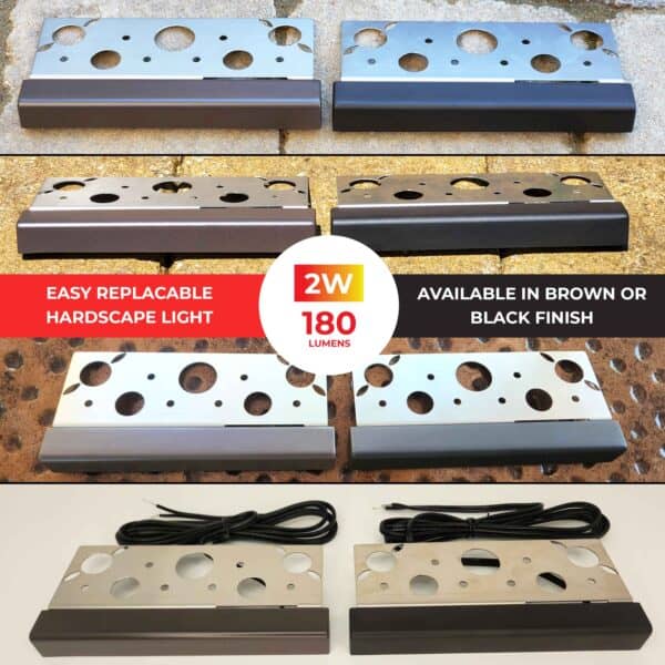 LUMENGY 7 inch 2W Replaceable LED Hardscape Lighting Black